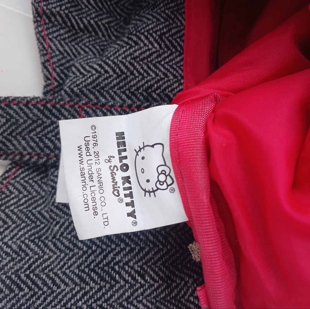 Hello Kitty Sanrio Gray Tweed Star Print Bow Kawaii T… - Gem
